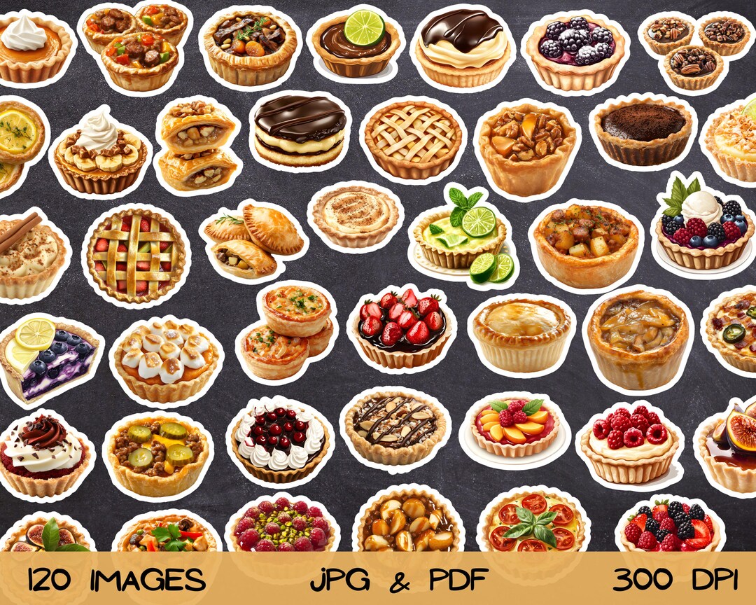 Mini Pies Fussy Cuts, Printable Ephemera for Scrapbooking, Journaling ...