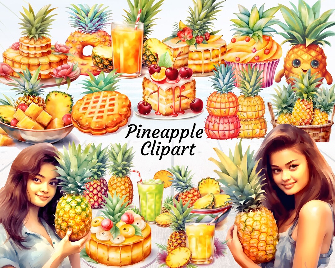 Pineapple Watercolor Clipart, Tropical Fruit, Pineapples Decor, Summer ...