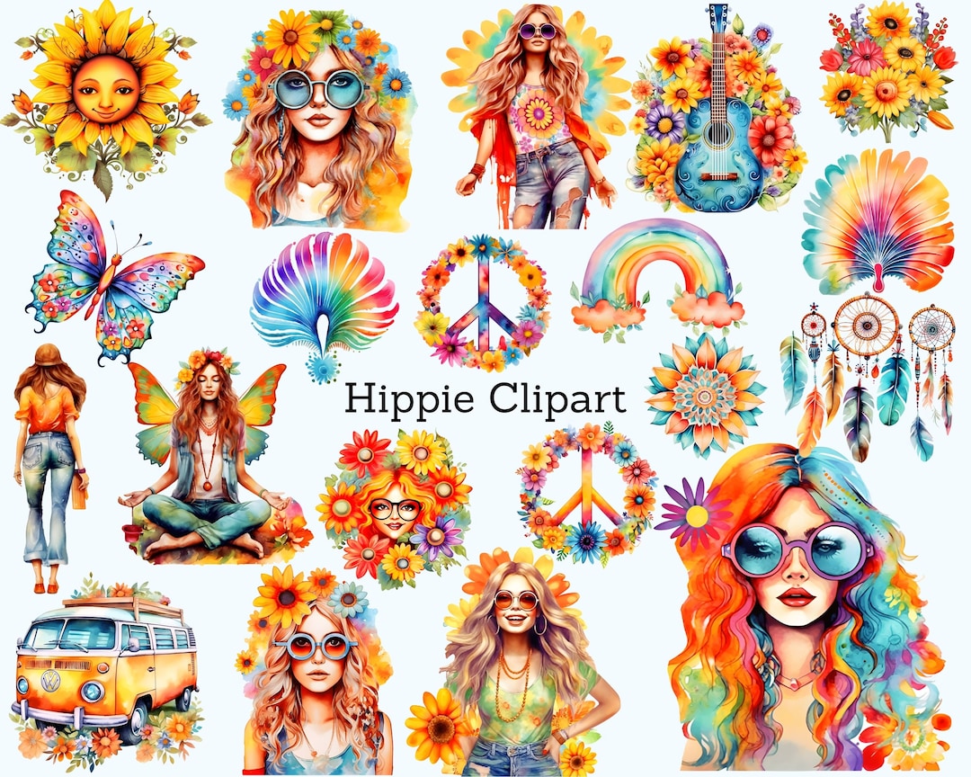 Hippie Clipart, Hippie Designs, Retro Clipart, Groovy Png Clipart ...