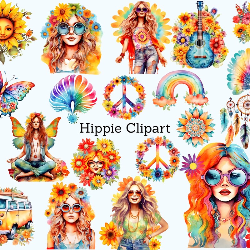 Hippie Clipart - Etsy