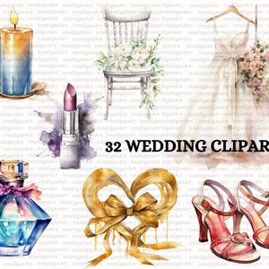 Wedding Clipart Set Elegant Watercolor Illustrations of - Etsy