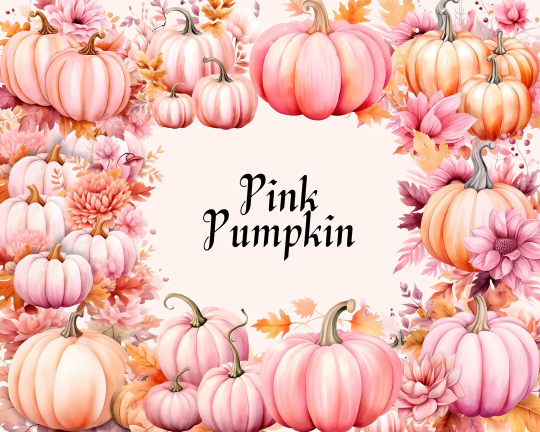 Pink Pumpkin Clipart - Pink Halloween Clipart, Fall Clipart Bundle ...