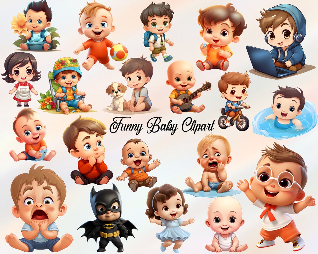 Funny Baby Clipart, Cute Baby Clipart, Baby Shower, Nursery Decor ...