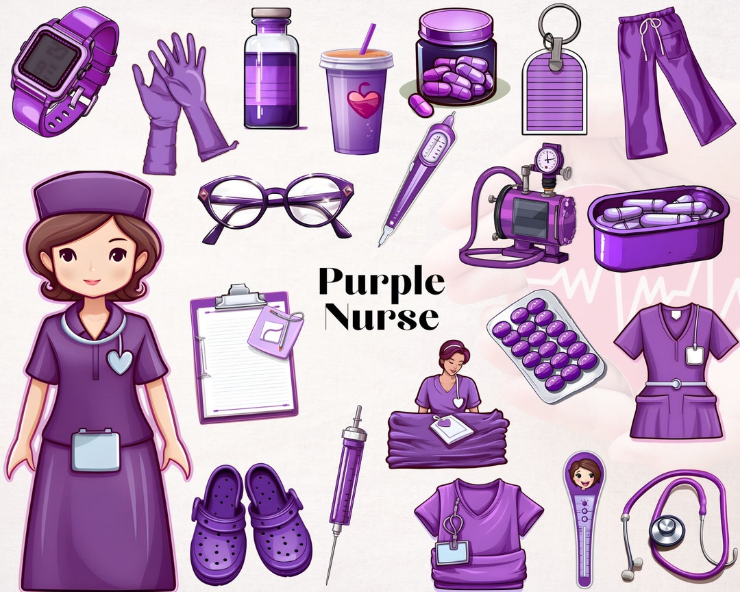Purple Nurse Clipart, Doctor Clipart, Hospital Clipart, Nurse Elements ...