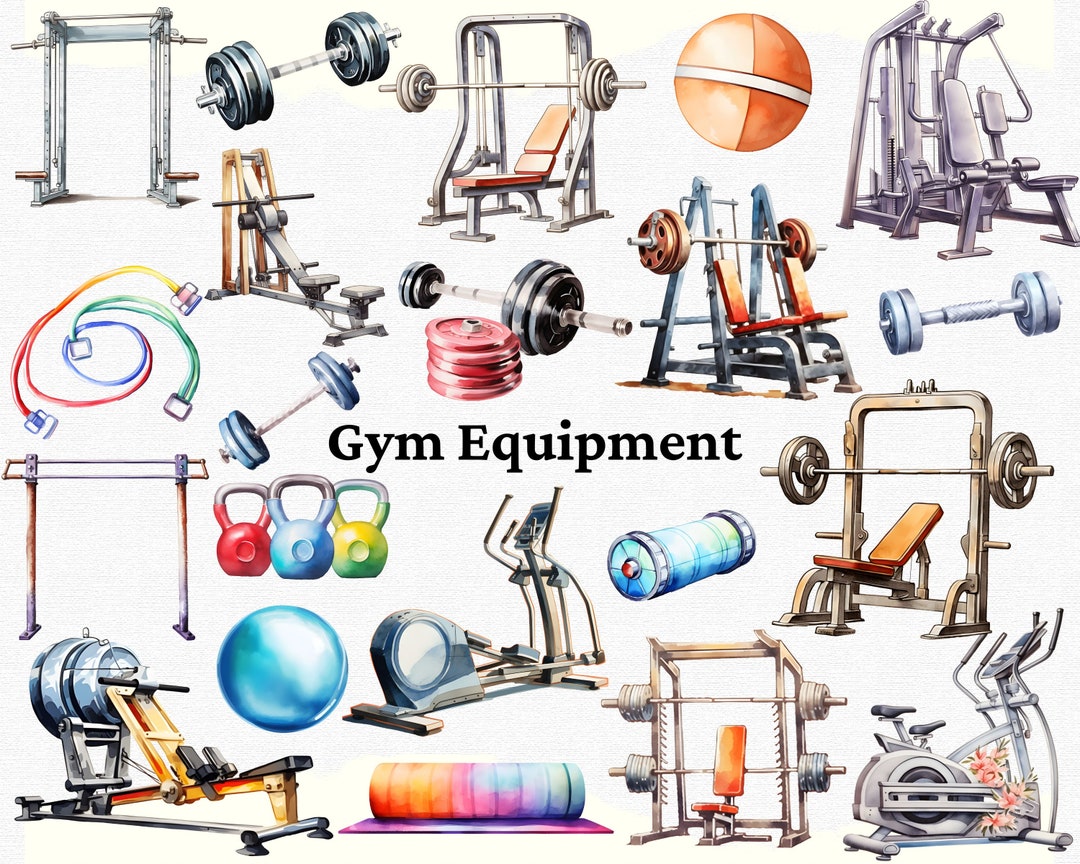 Gym Equipment Clipart, Workout Illustrations, Fitness Journey, Exercise ...