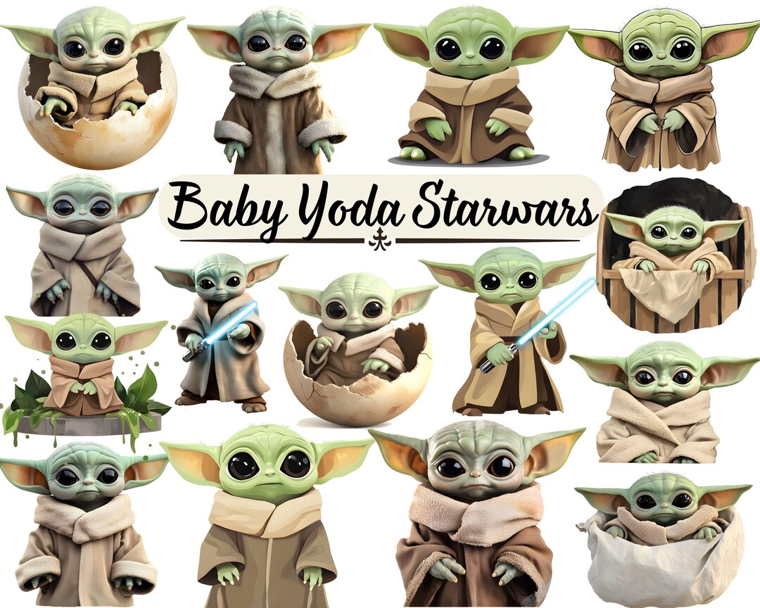 Baby Yoda Clipart PNG Bundle, Galactic Baby Hero Bundle, Space Wars ...