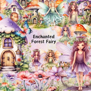 Enchanted Forest Fairy Clipart, Fairy Garden Graphics, Nursery Clipart ...