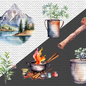 Camping Clipart Set - Fishing, Outdoor Camping Clip Art-happy Camper ...