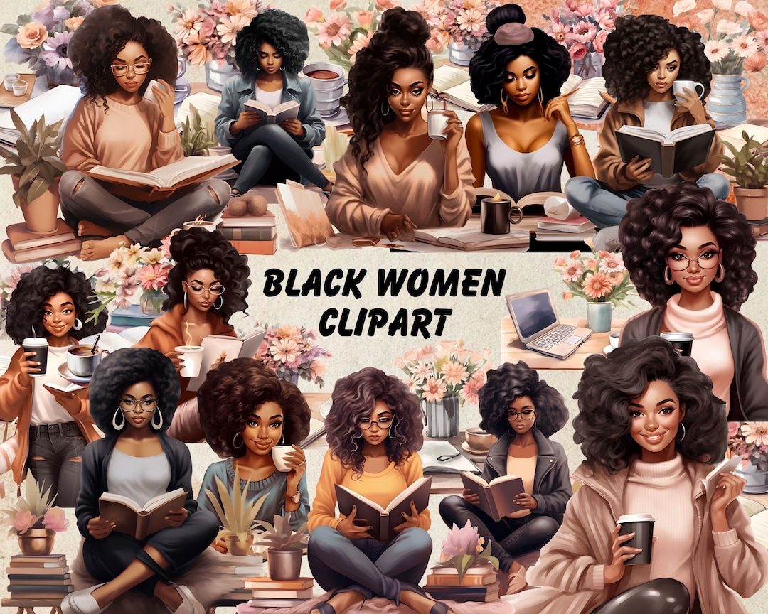 Black Women Clipart, African American Journaling Girl, Black Girl Magic Clipart, Planner Girl ...