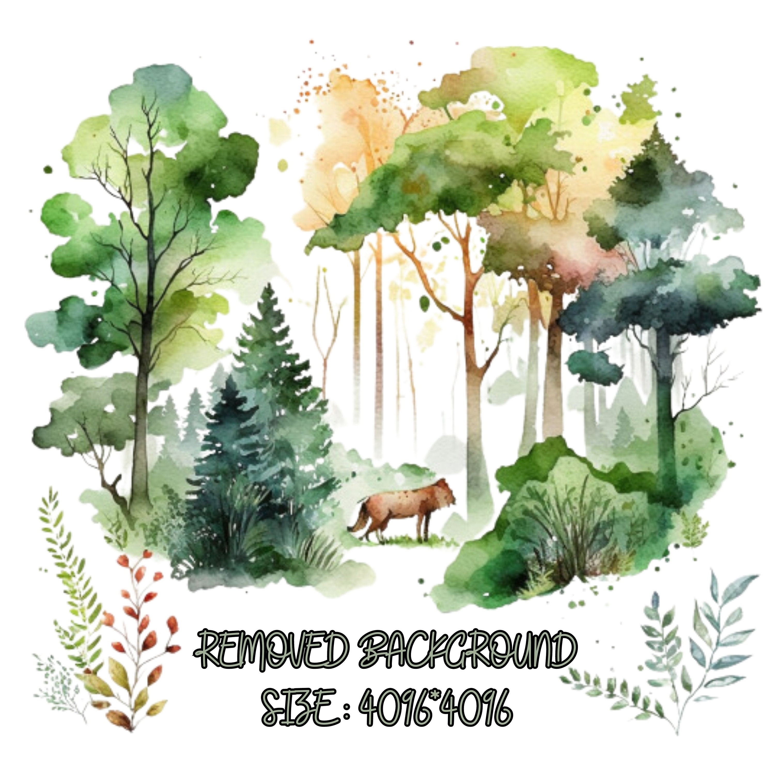 Watercolor Forest Clipart Watercolor Trees Landscape Spring - Etsy