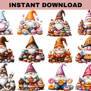 Sweet Gnomes Clipart, Cute Gnomes, Sweet Gnome Bundle, Gnome Clipart ...