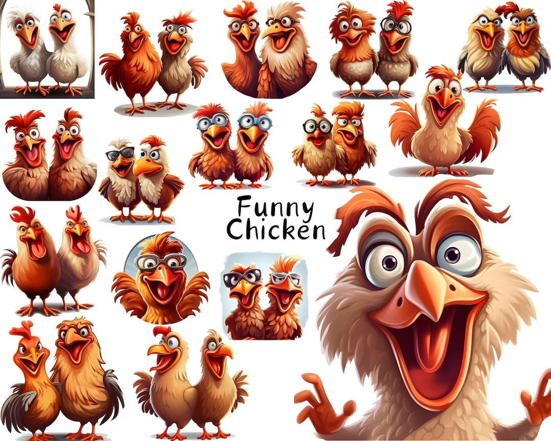 Funny Chicken Clipart, Cute Chicken Clipart, Funny Animal Clipart, Cute ...