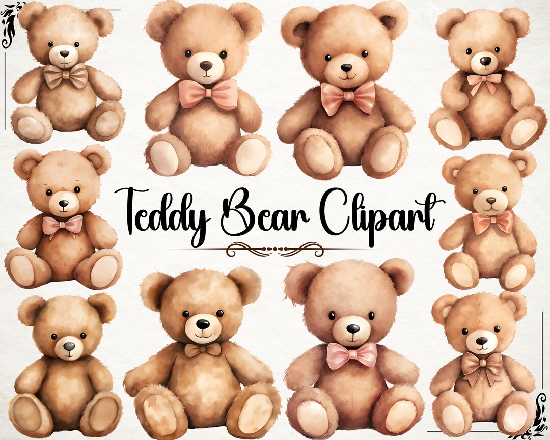 Teddy Bear Watercolor Clipart, Teddy Bear Baby Shower, Teddy Bear PNG ...