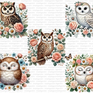 Cute Owl Clipart, Owl Flower, Owl Sublimation, Nursery Graphics ...