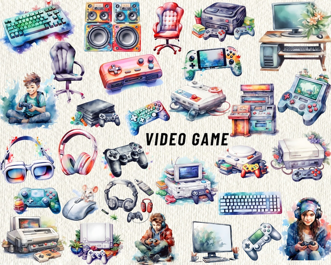Video Game Clipart, 135 Gaming Clipart, Game Controller Clipart, Retro ...