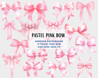 Watercolor Pastel Pink Bows Clipart PNG Pastel Ribbon Bow, Silk Bow ...