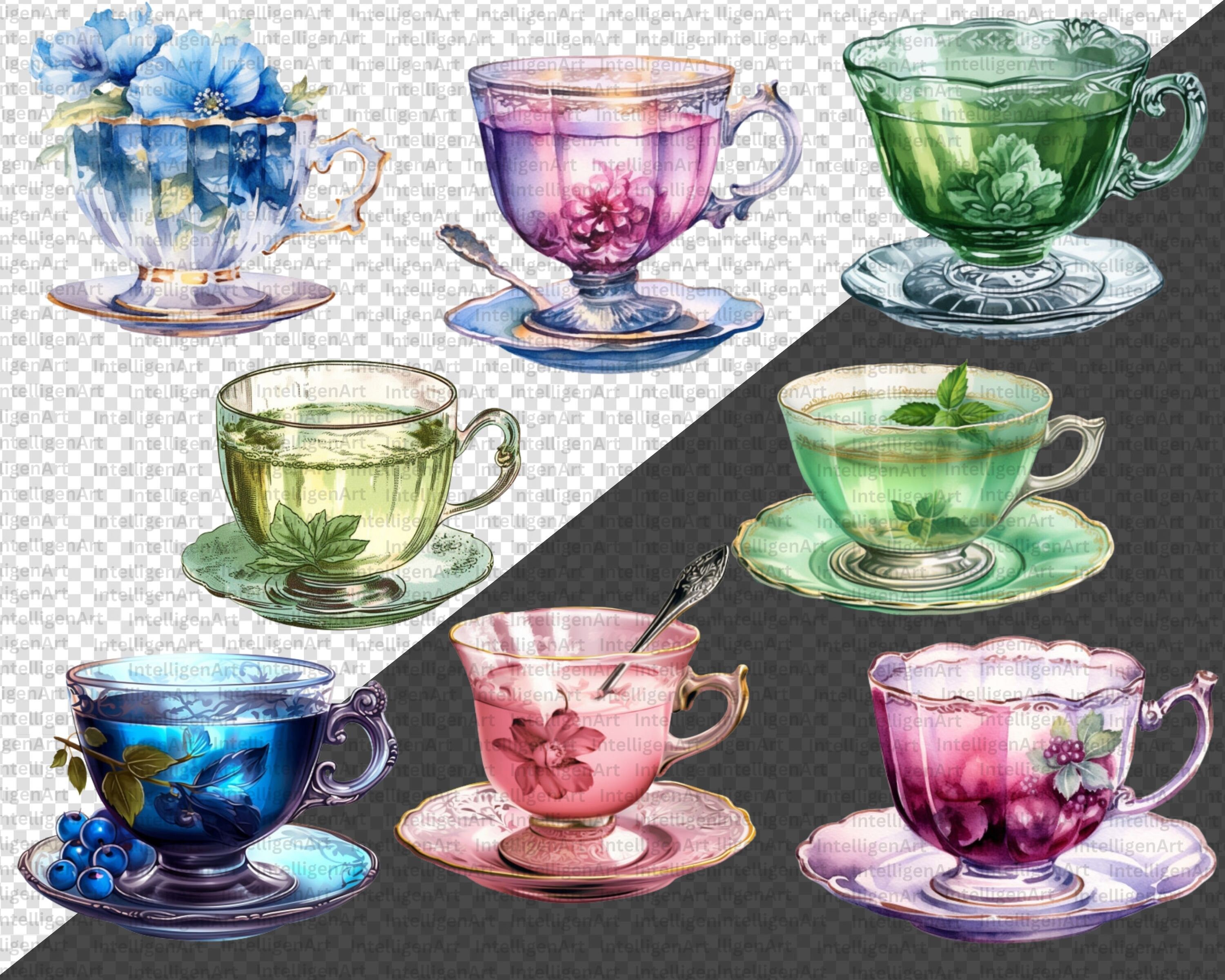 Vintage Teacup Clipart Elegant Tea Time Art Floral Tea Cup - Etsy