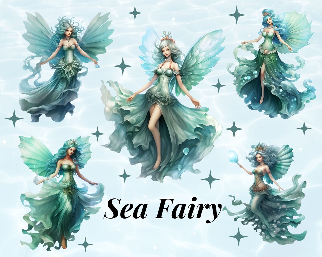 Sea Fairy Clipart, Undersea Fairy Clipart, Aquatic Ocean Fairy ...