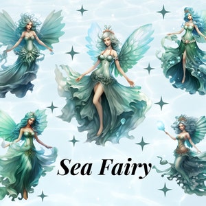 Sea Fairy Clipart, Undersea Fairy Clipart, Aquatic Ocean Fairy ...