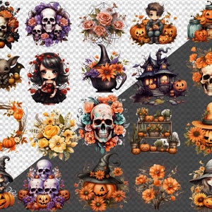 Cute Halloween Clipart Cute Ghost Clipart, Watercolor Fall Clipart ...