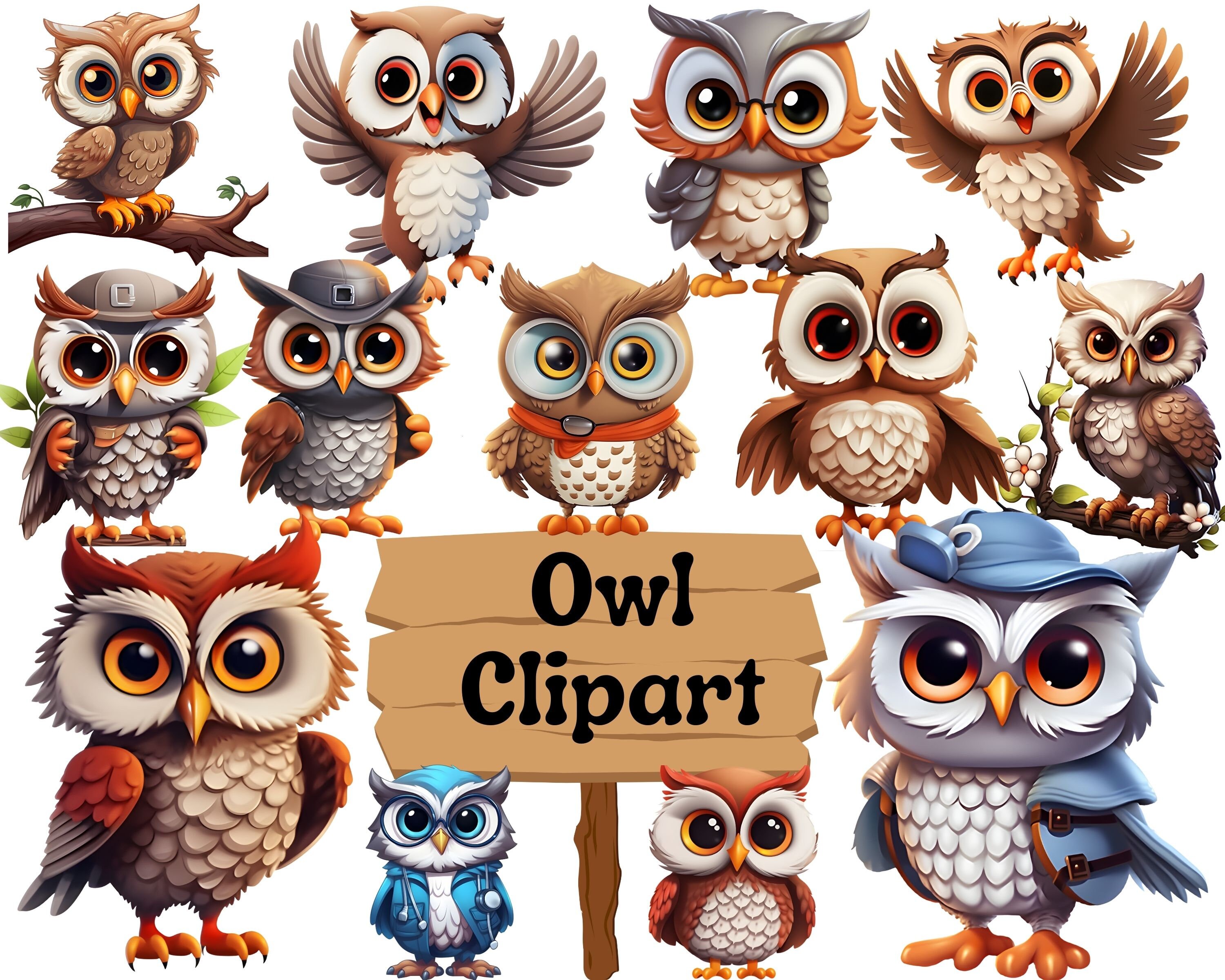 Owls Clip Art Set Owl Back To School Clipart Set By Julia Sunrain