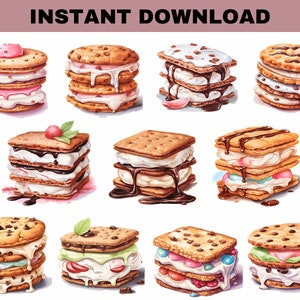 Ice Cream Sandwich Clipart, Sweet Treats, Cute Summer Clipart, Dessert ...