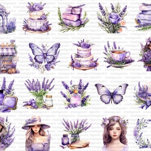 Lavender Clipart, 170+ Purple Flower Graphics, Wedding Florals PNG ...