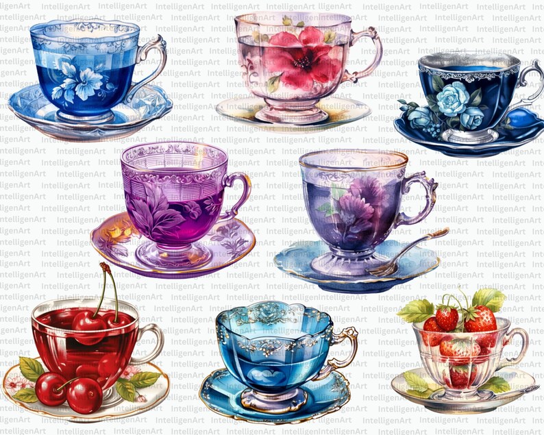 Vintage Teacup Clipart Elegant Tea Time Art Floral Tea Cup - Etsy