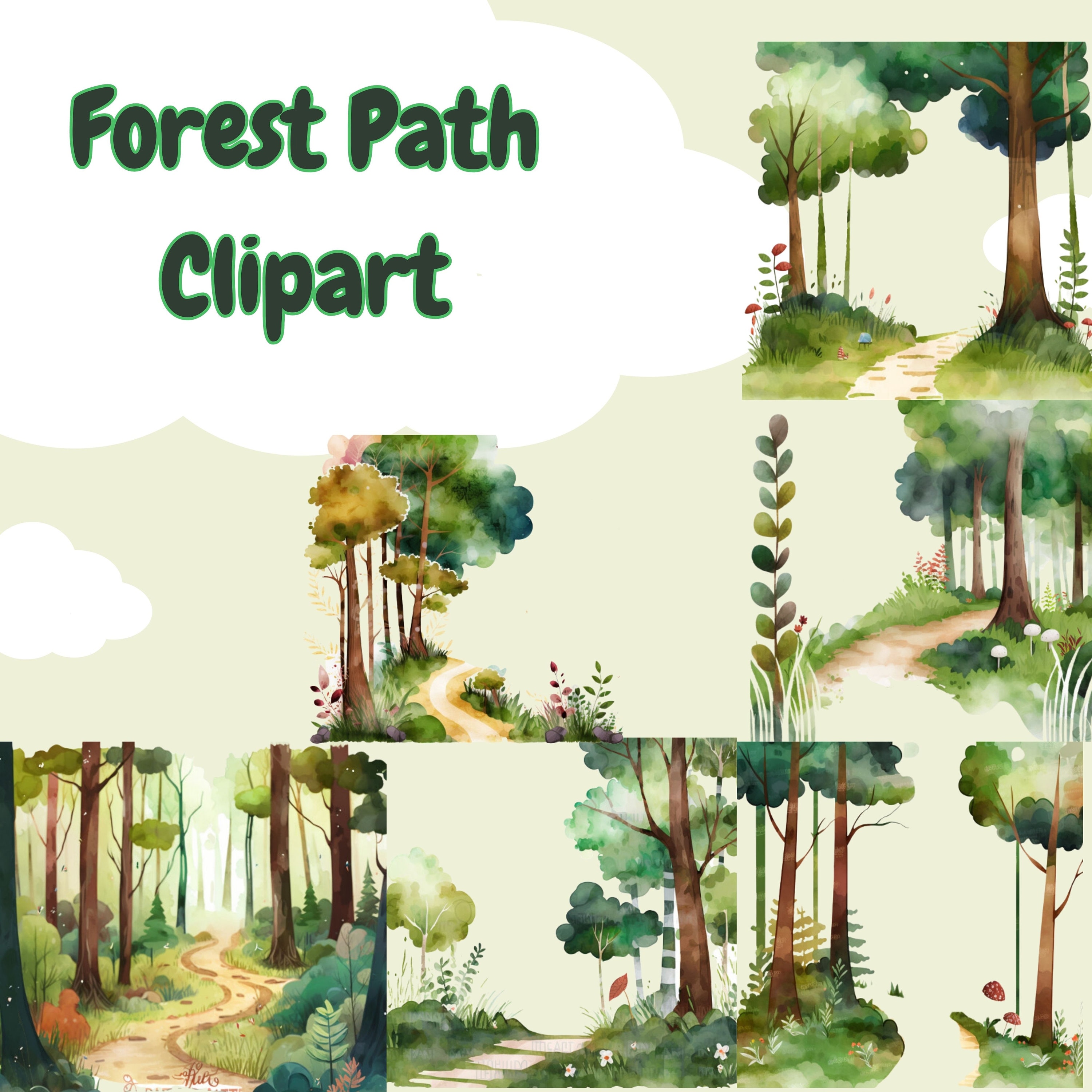 A Path And Trees Clip Art