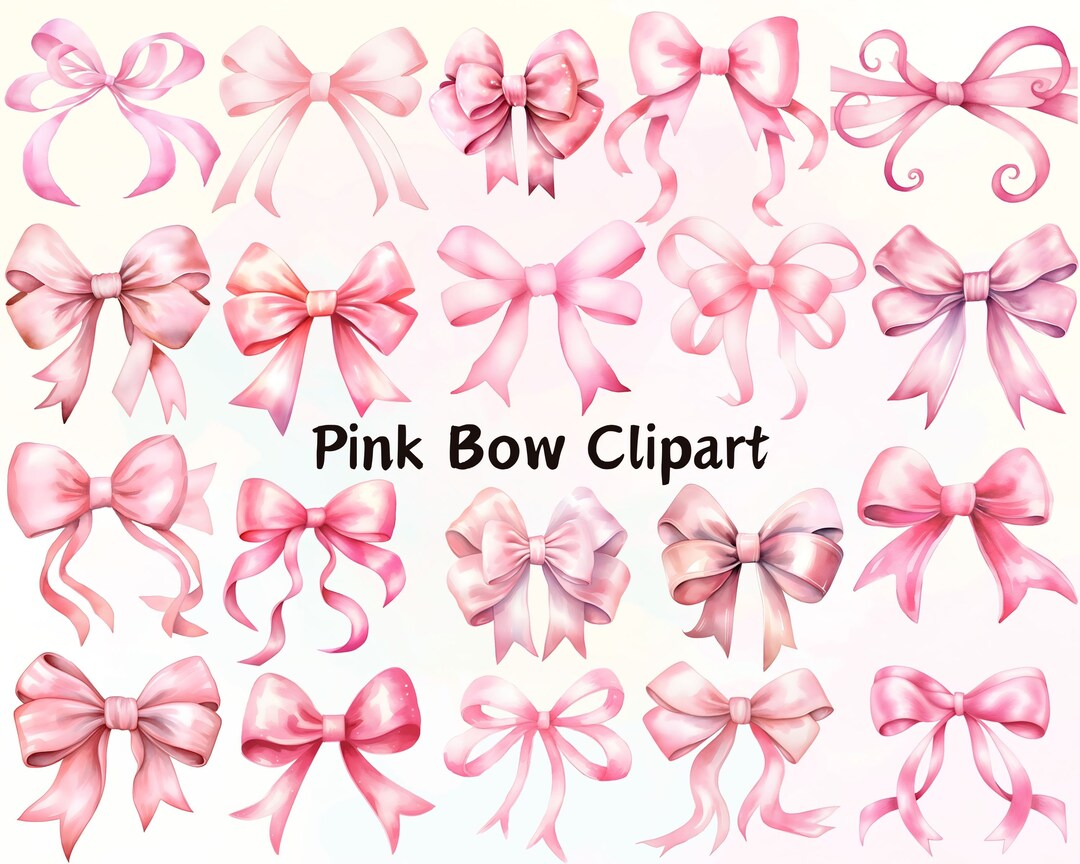 Watercolor Pastel Pink Bows Clipart PNG, Coquette Pink Bows, Pastel ...