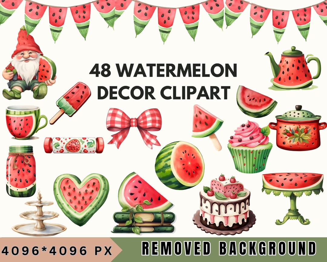 Watermelon Clipart, Summer Fruit Graphics, Tropical Fruit Art ...