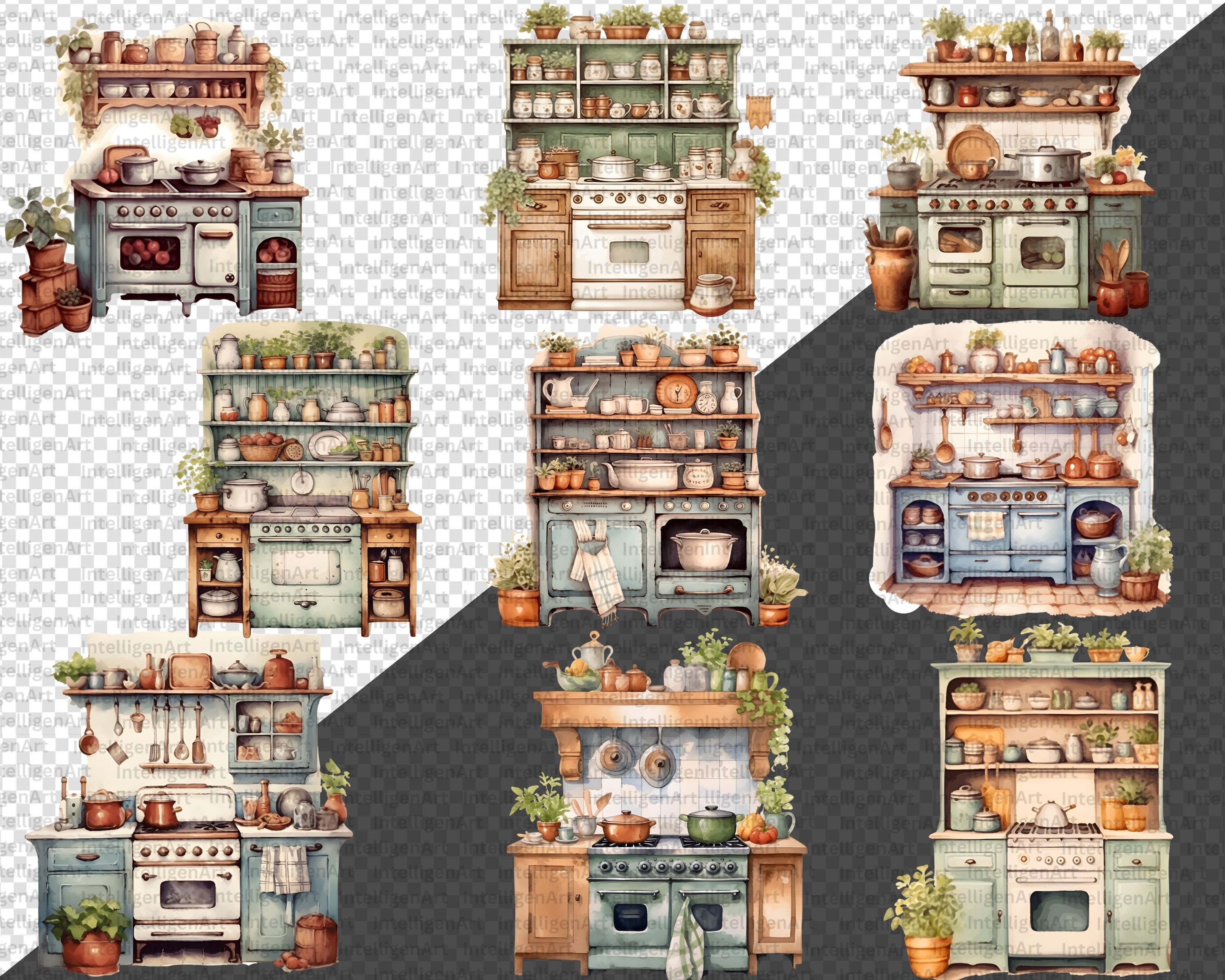 Cottagecore Kitchen Clipart Kitchen Farmhouse Rustic Farm - Etsy