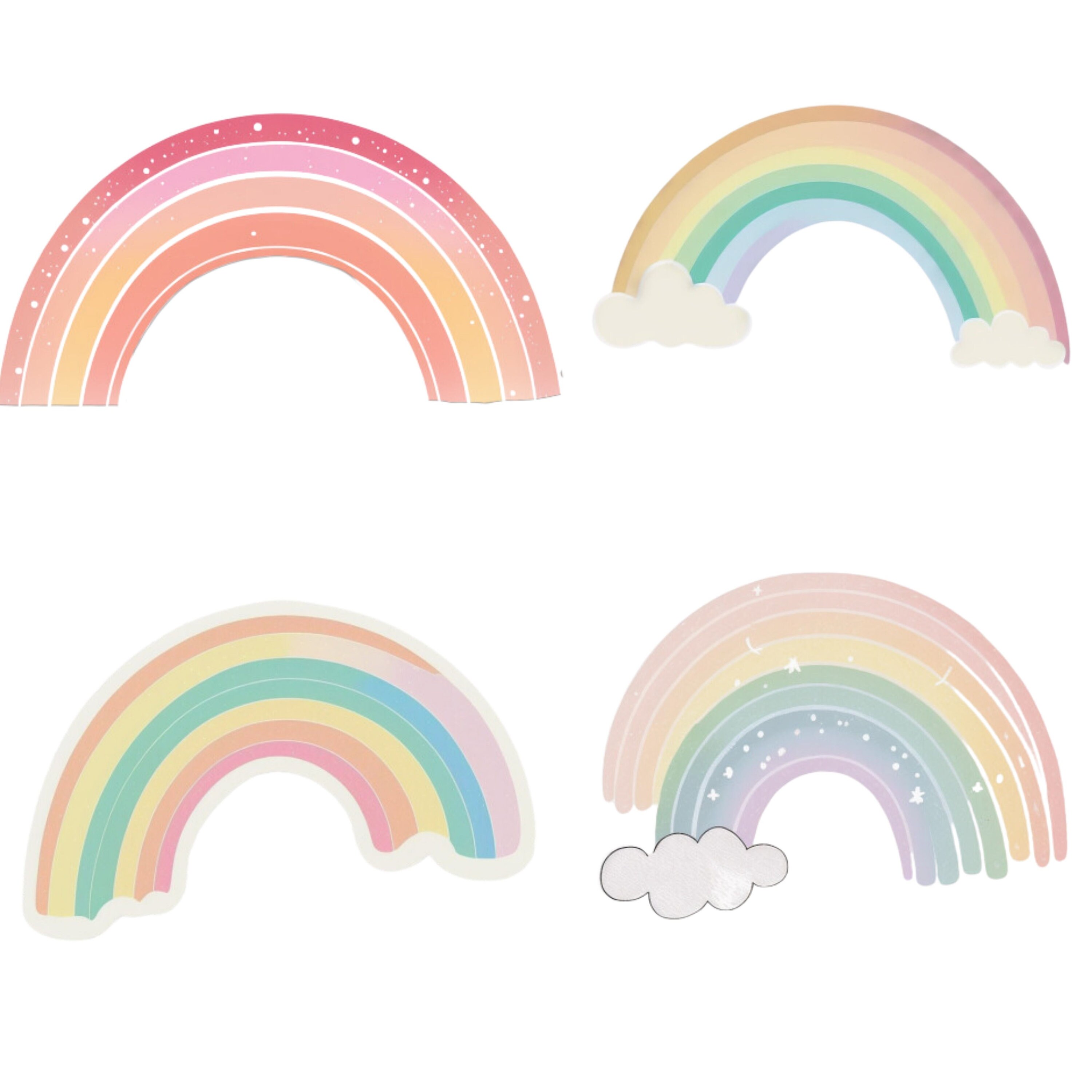 Cute Watercolor Rainbow Clouds Clipart-boho Pastel - Etsy