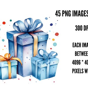 Watercolor Birthday Party Clipart | Cake Present Balloons Clipart ...