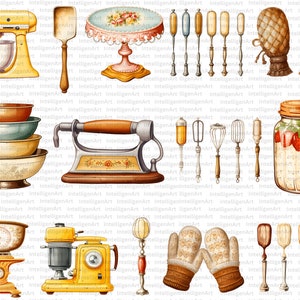 Vintage Baking Clipart, Baking Tools, Home Bakery Clipart, Kitchen PNG ...