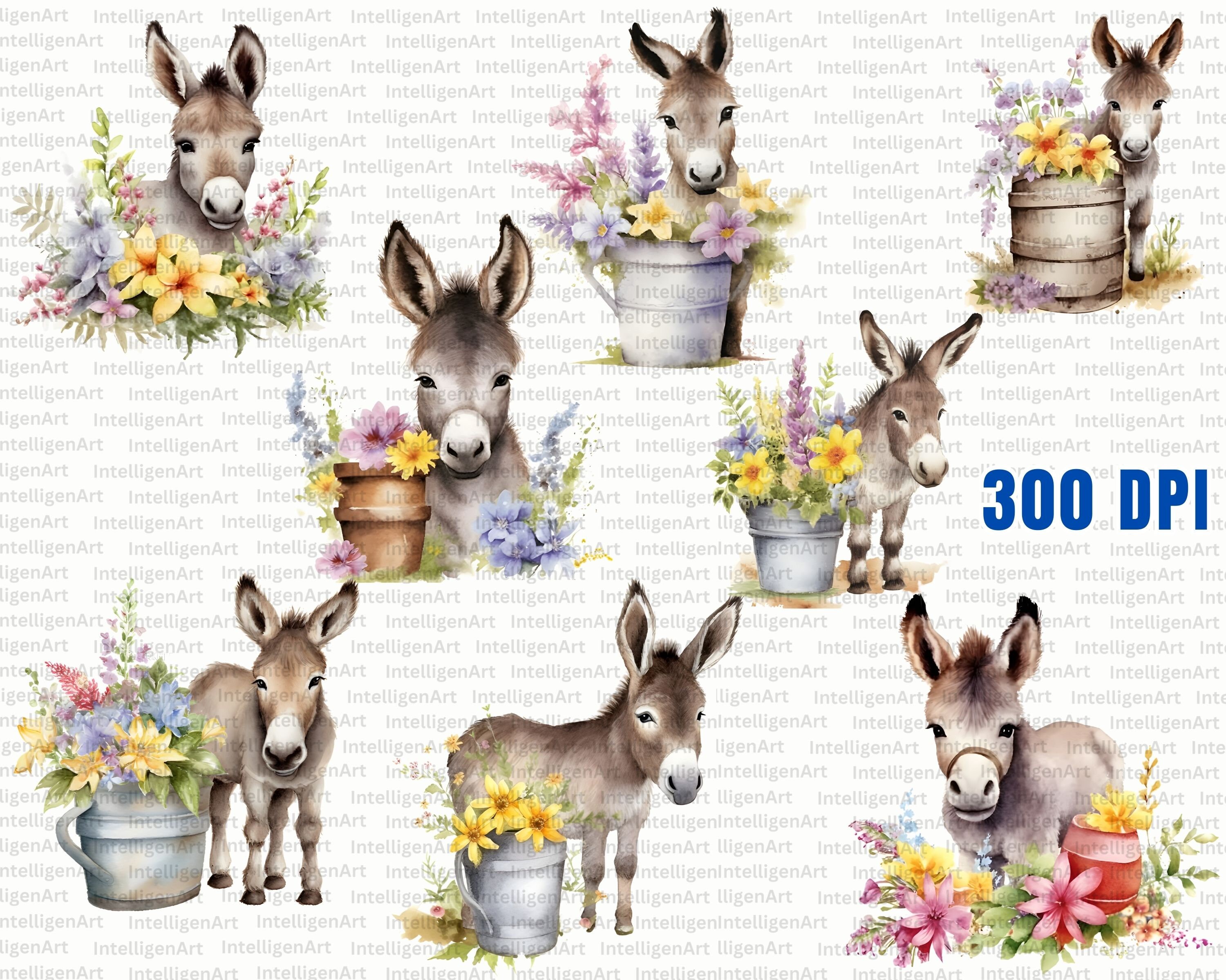 Baby Donkey Clipart Cute Farm Animals Baby Wildlife Baby - Etsy UK