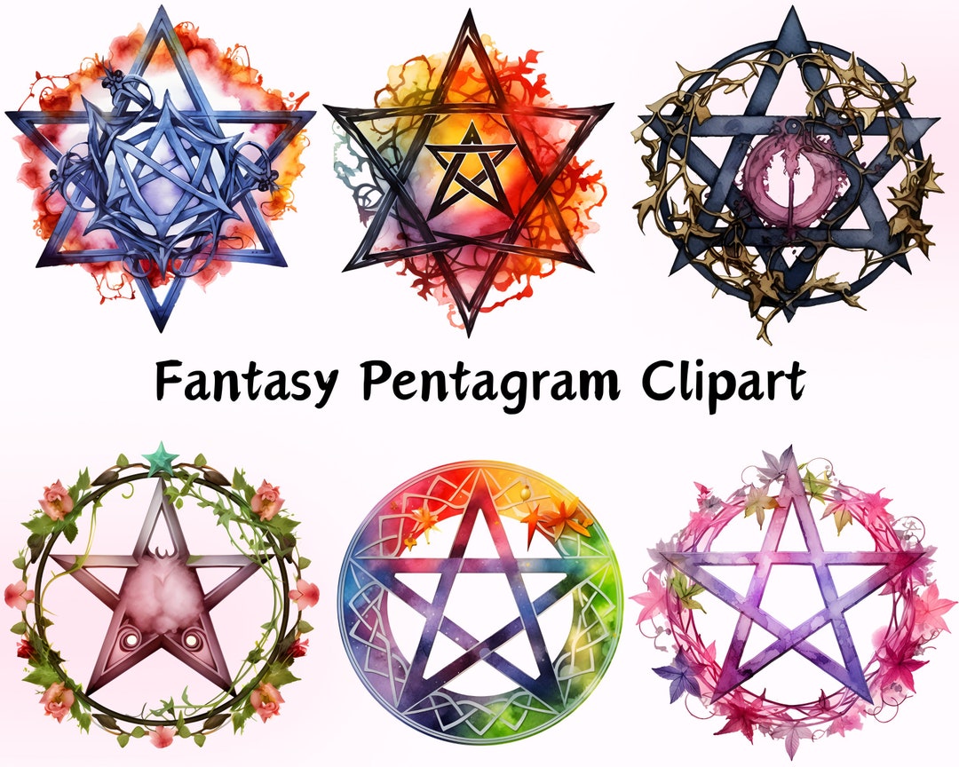 Pentagram Clipart PNG, Mystical Witchcraft Graphics, Fantasy Magic Illustrations, Pagan Clipart ...