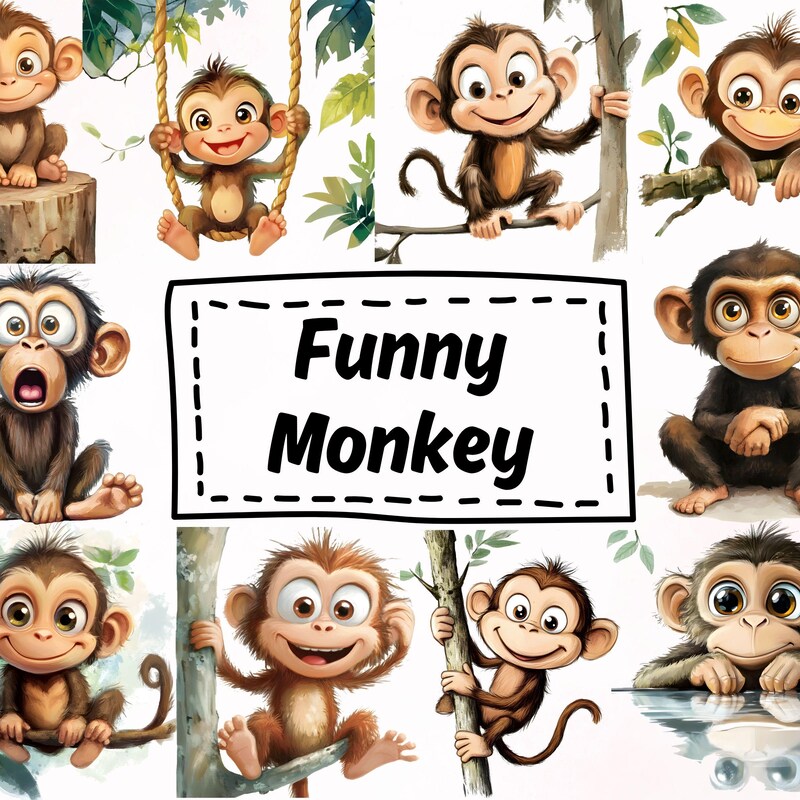 Monkey Clipart - Etsy