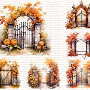 Garden Gates Clipart - Autumn Fence Clipart, Fall Gate Clipart, Garden ...