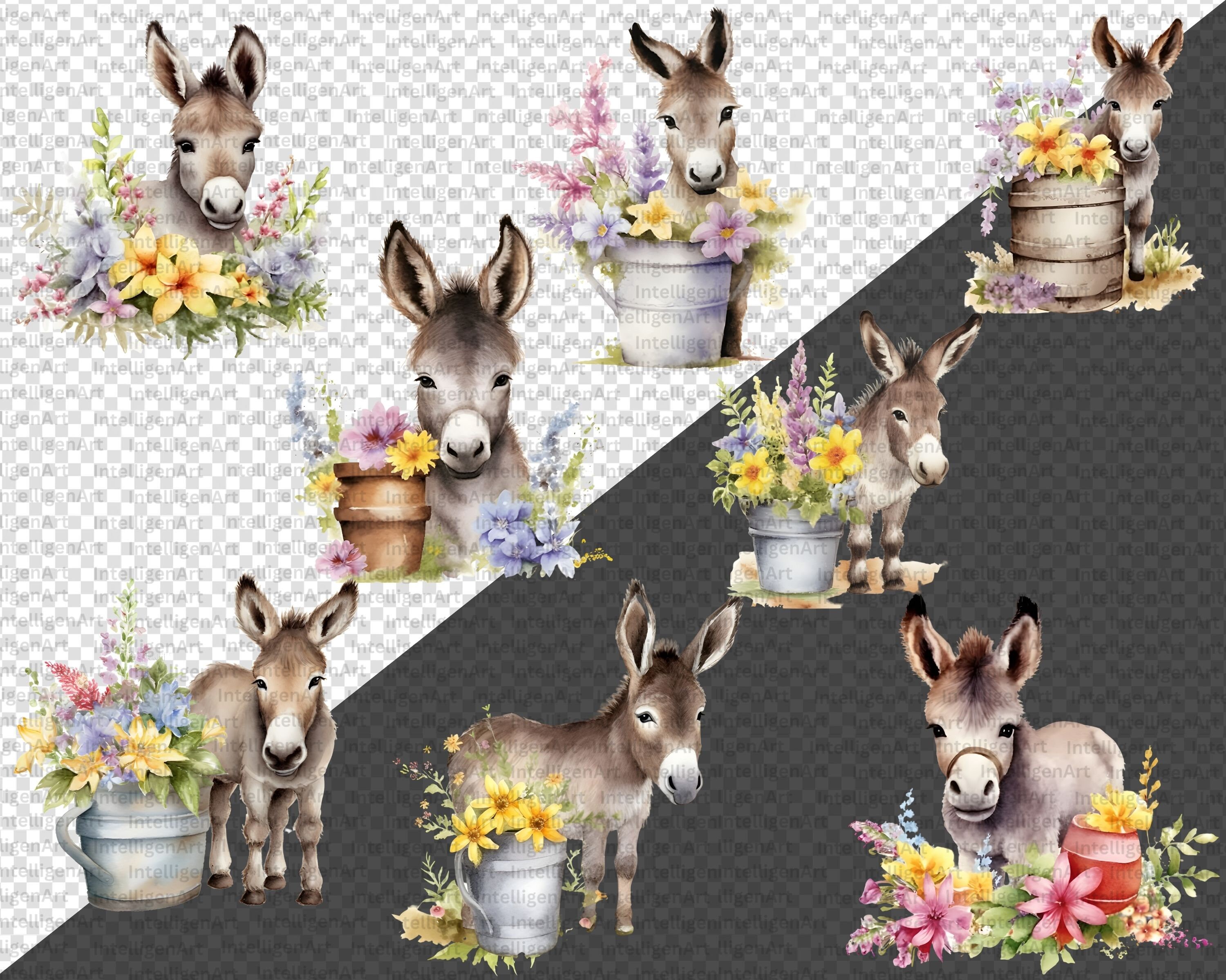 Baby Donkey Clipart Cute Farm Animals Baby Wildlife Baby - Etsy