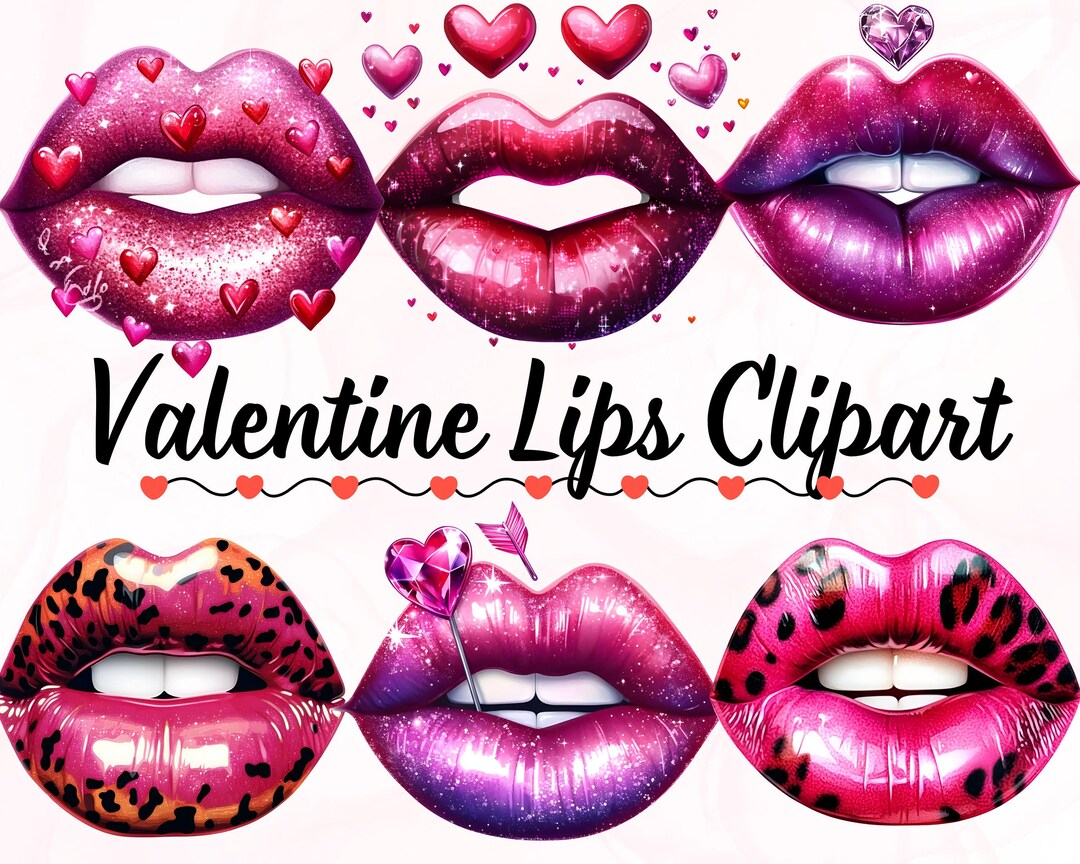 Valentine Lips Clipart, Valentine's Day PNG, Valentine Clipart, Kiss ...