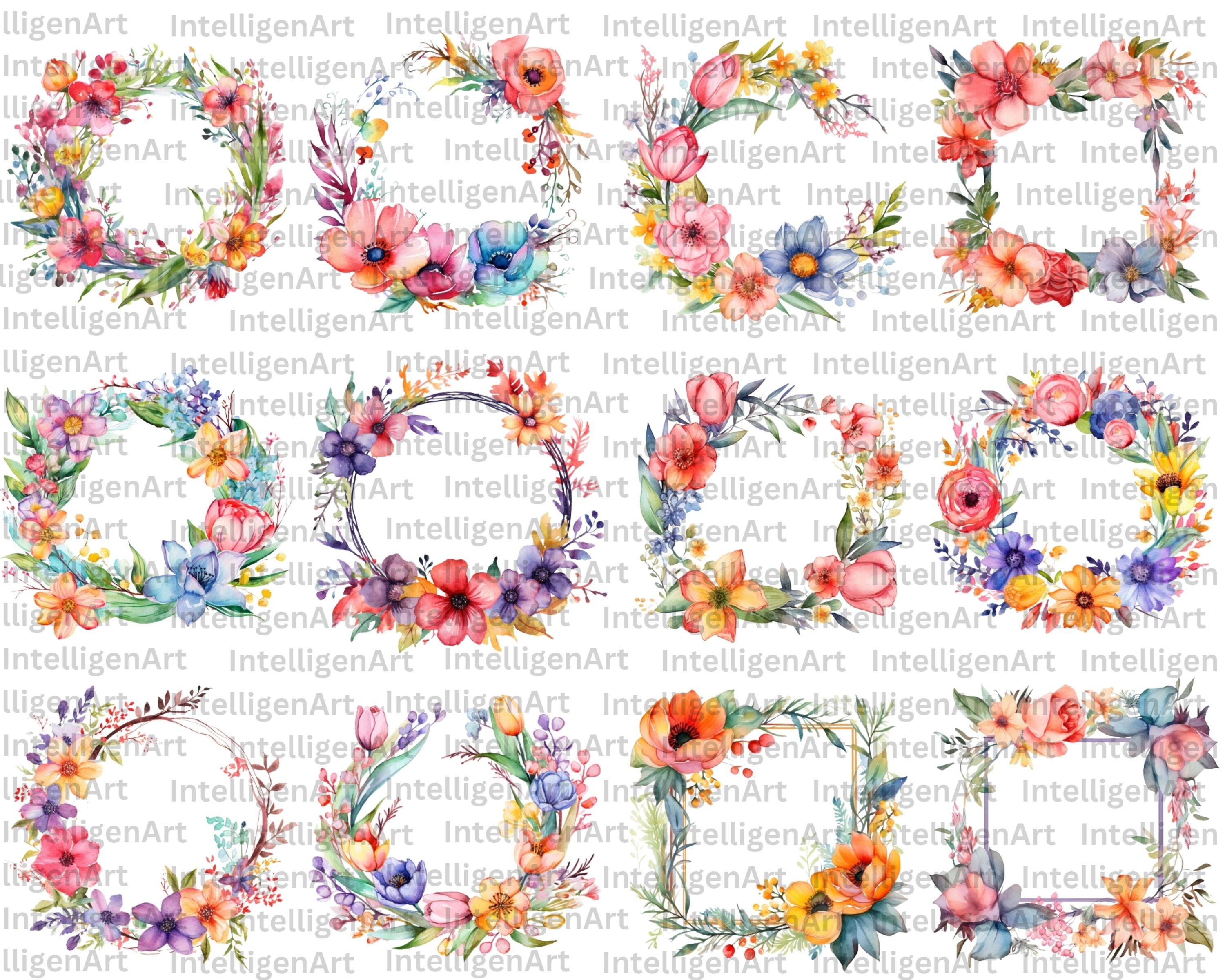 Watercolor Spring Flower Clipart Bright and Colorful Floral - Etsy