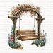 Watercolor Tree Swing Clipart Spring Flowers and Garden Swing, Scenery ...