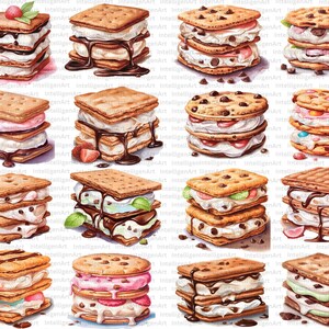 Ice Cream Sandwich Clipart, Sweet Treats, Cute Summer Clipart, Dessert ...