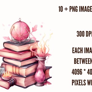 Watercolor Spellbound Books Clipart Books Clipart, Magical Spell ...