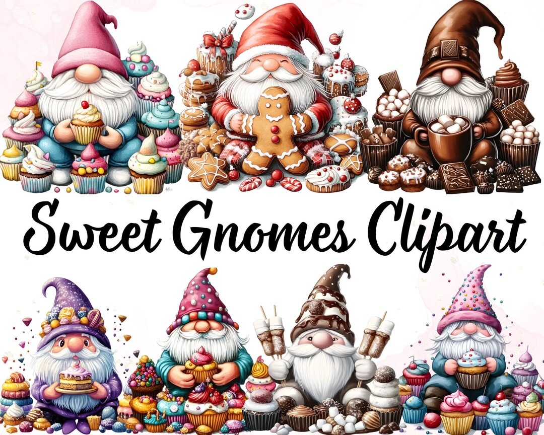 Sweet Gnomes Clipart, Cute Gnomes, Sweet Gnome Bundle, Gnome Clipart ...