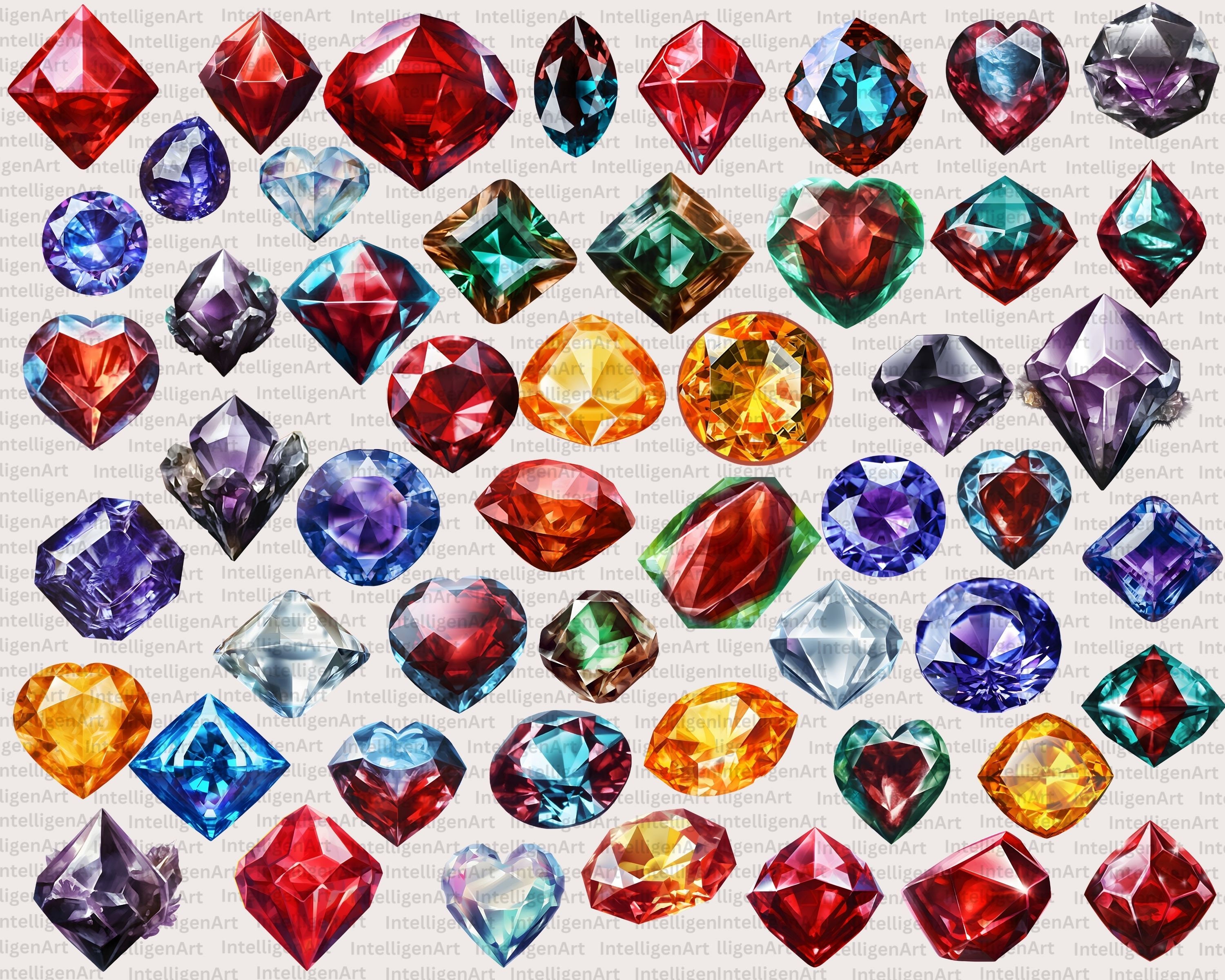 Watercolor Gemstones Clipart PNG Rocks and Crystals Clipart - Etsy