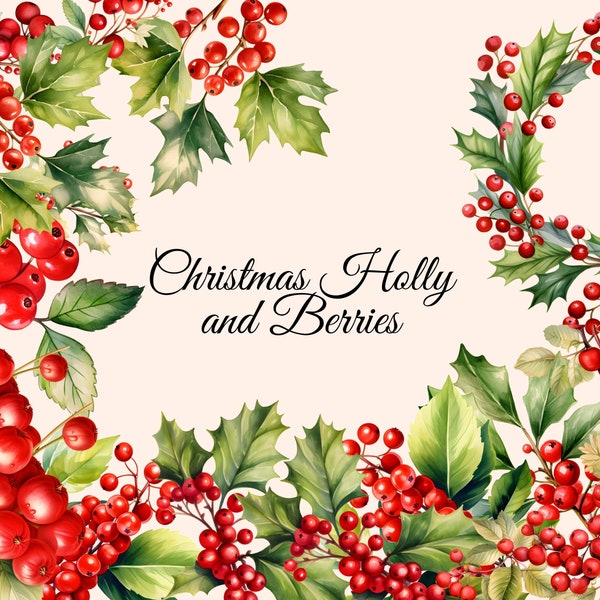 Holly Watercolor - Etsy