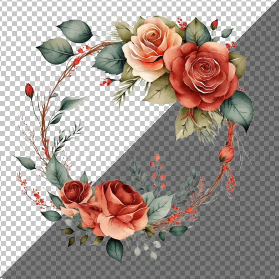 Watercolor Red Roses Clipart Floral Clipart Wedding Clipart - Etsy