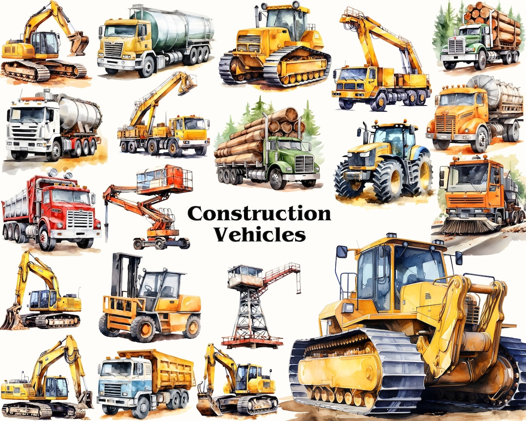 Construction Vehicles Clipart, Yellow Bulldozer Clipart, Dump Truck ...